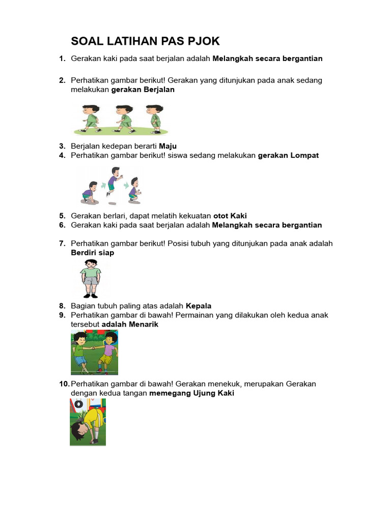 Soal Pas Pjok KLS 1 Sem 1 | PDF | Olahraga & Rekreasi | Pengembangan Diri