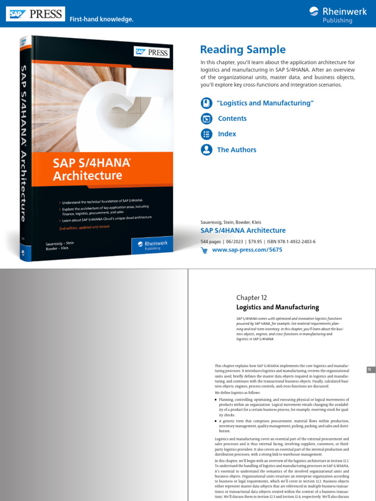 Reading Sample Sap Press Sap S4hana Architecture | PDF | Logistics | Inventory