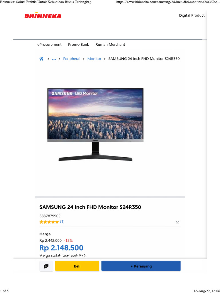 2022 - Samsung 24 Inch FHD Monitor s24r350 | PDF