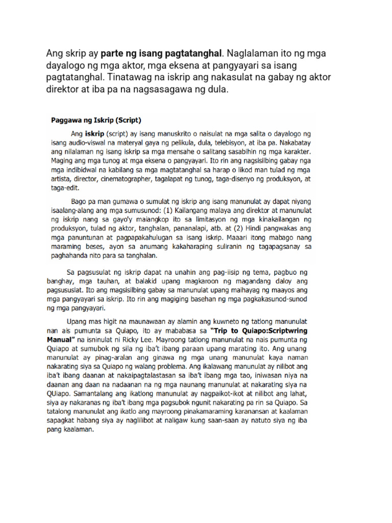 Iskrip at Monologo | PDF