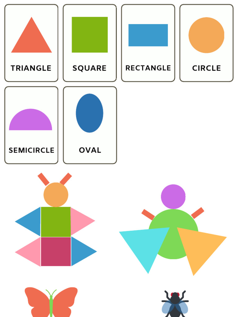 White Colorful Shapes Flashcards | PDF