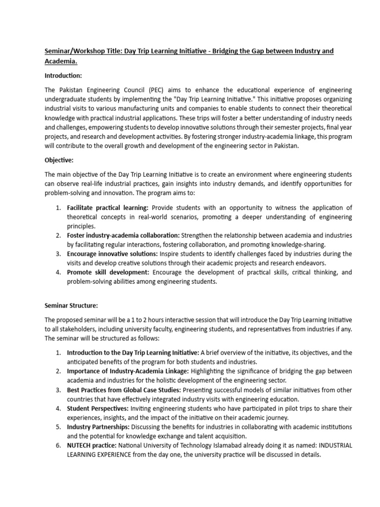 Day Trip Learning (PEC) | Download Free PDF | Learning | Engineering
