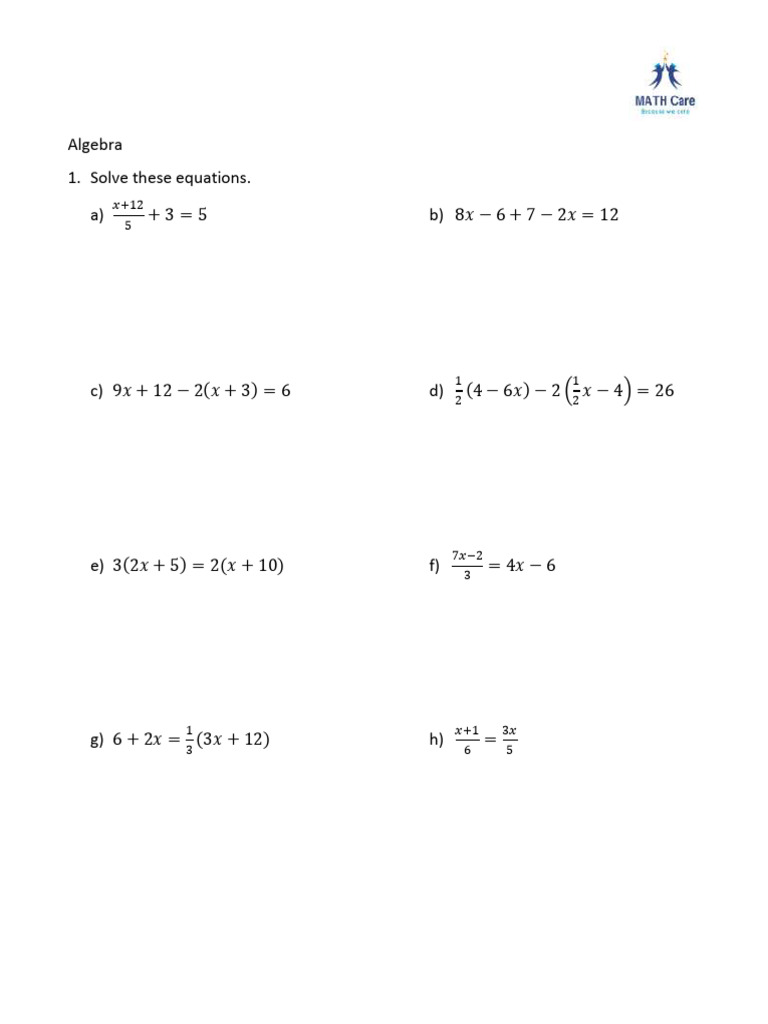 Solving Equation and Word Problem | PDF