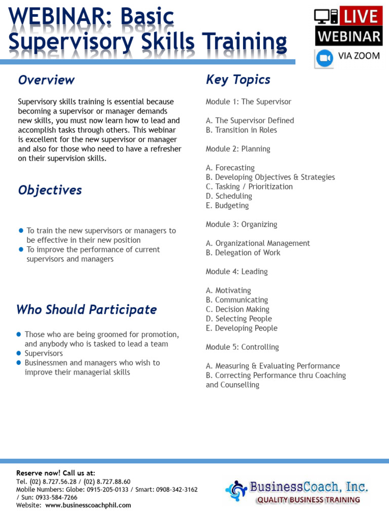 Webinar - Basic Supervisory Skills Training | PDF | Mobile Phones | Web ...