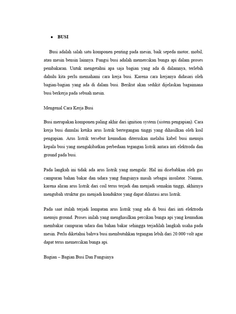 Komponen Busi | PDF