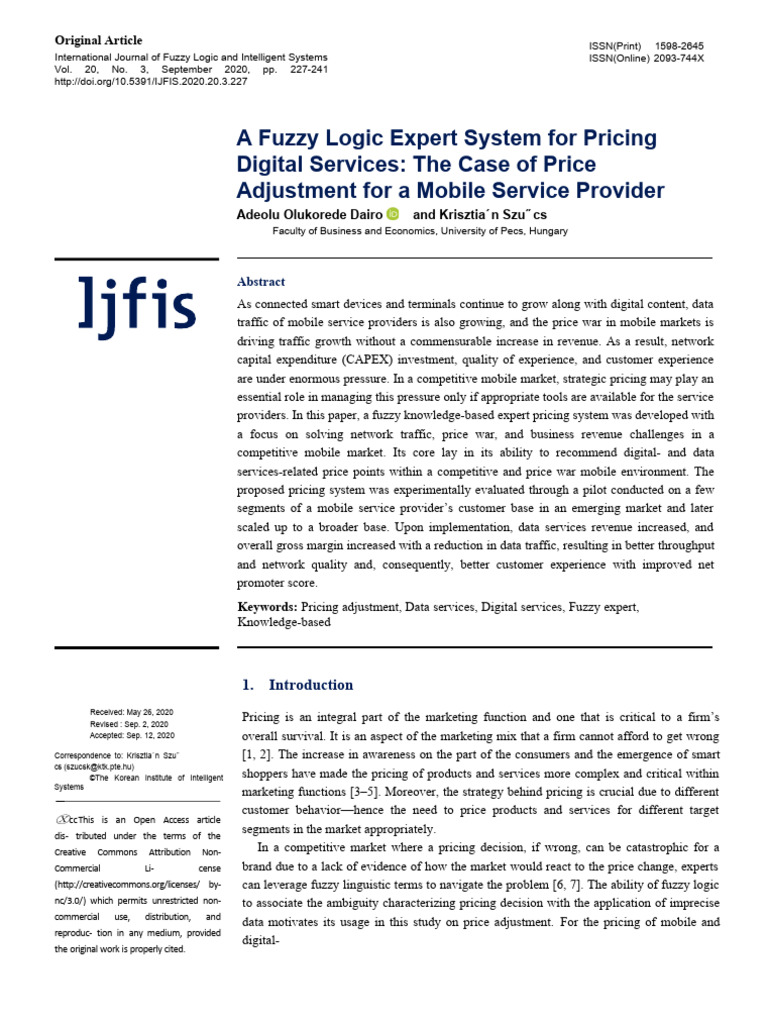 Jurnal Metode Fuzzy | PDF | Fuzzy Logic | Pricing