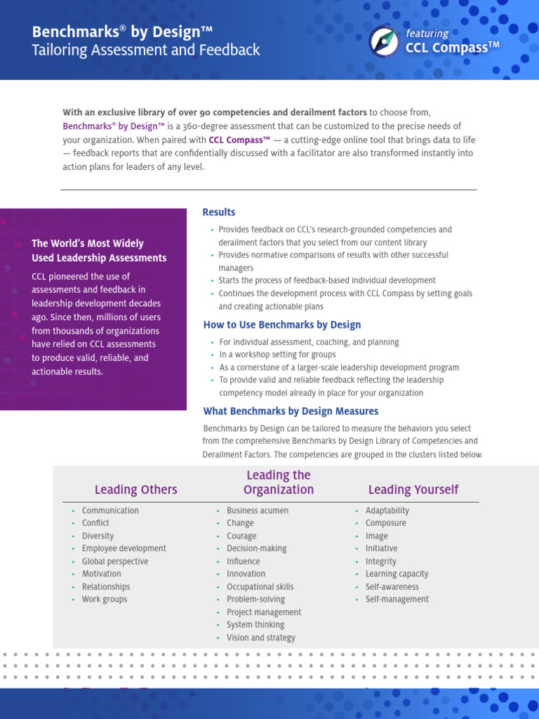 Benchmarks by Design Brochure Center For Creative Leadership | PDF ...