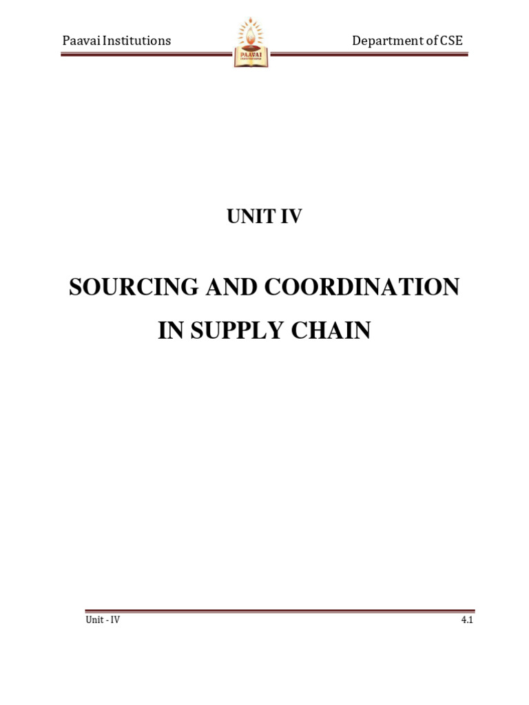 SCM Unit IV | PDF | Procurement | Supply Chain