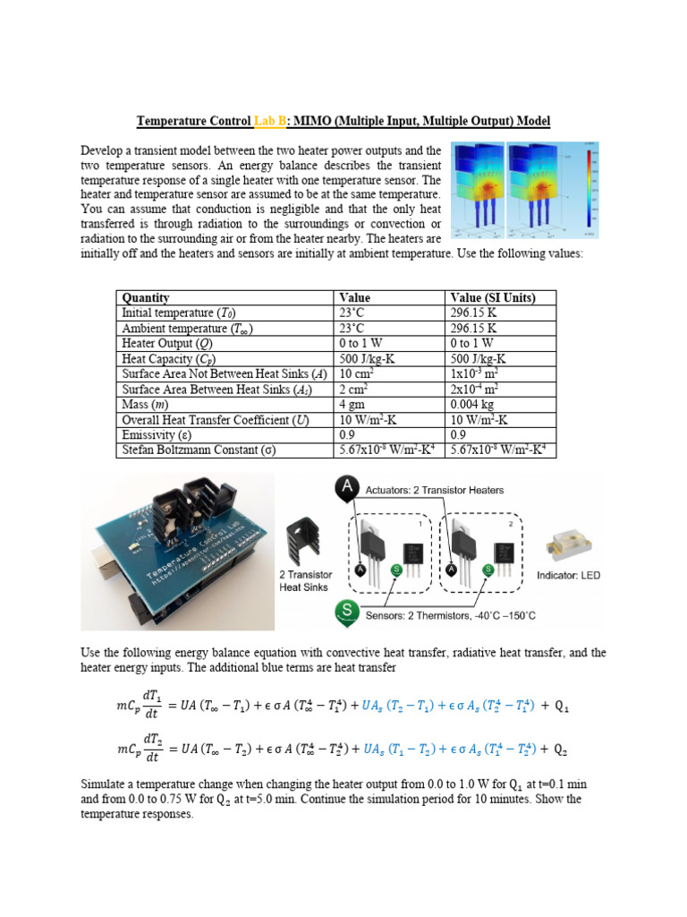 Lab B Mimo Model Pdf Heat Transfer Heat
