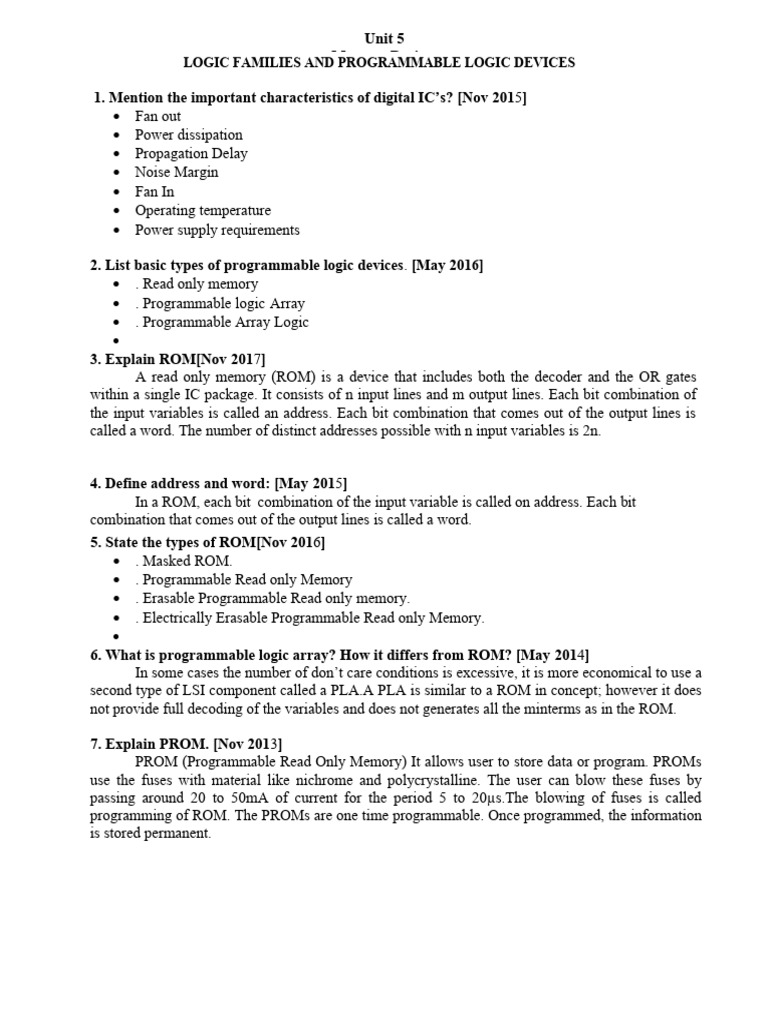 Logic Families and Programmable Logic Devices | PDF | Read Only Memory | Electrical Engineering