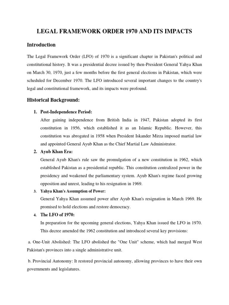 Legal Framework Order 1970 Impact | PDF | Government | Political Law