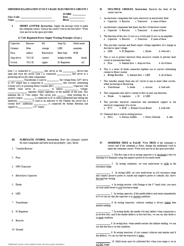 Midterm Examination | PDF | Amplitude | Logic Gate