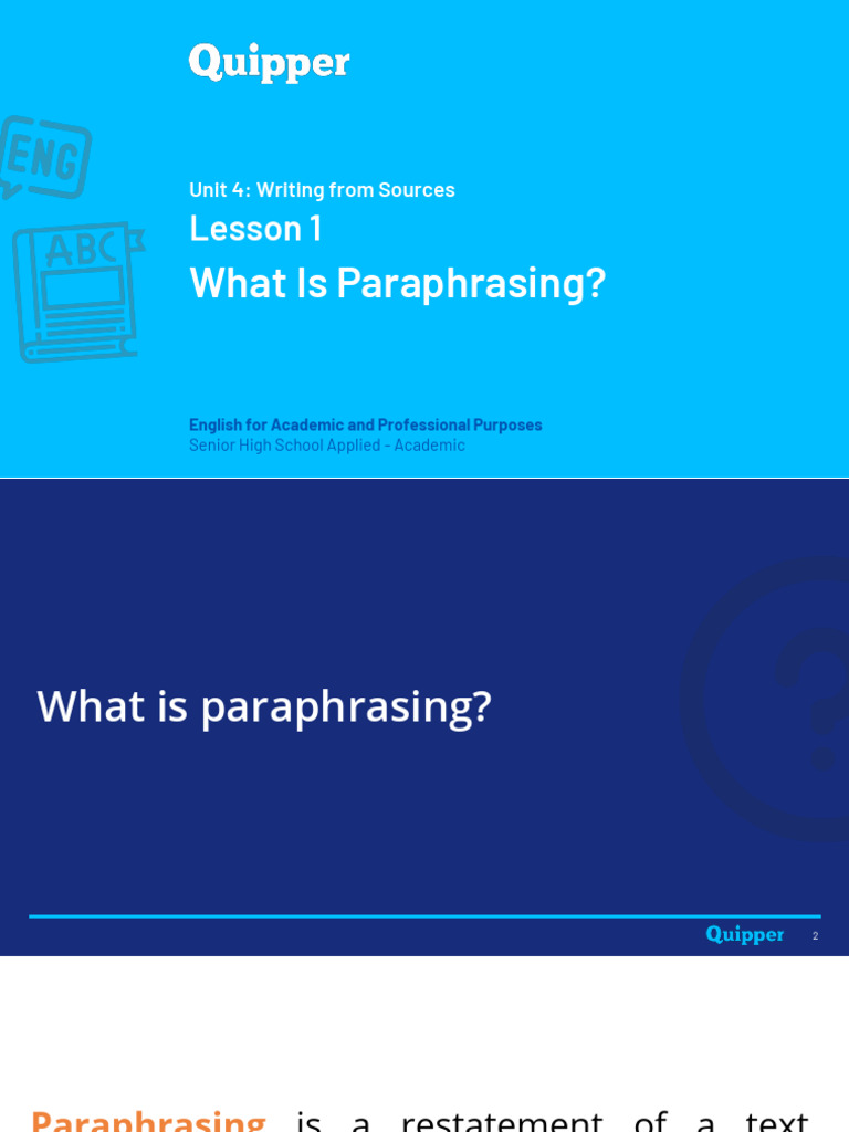 EAP-11 12 Unit-4 Lesson-1 What-Is-Paraphrasing | PDF | Sentence ... EAP-11 12 Unit-4 Lesson-1 What-Is-Paraphrasing | PDF | Sentence ...