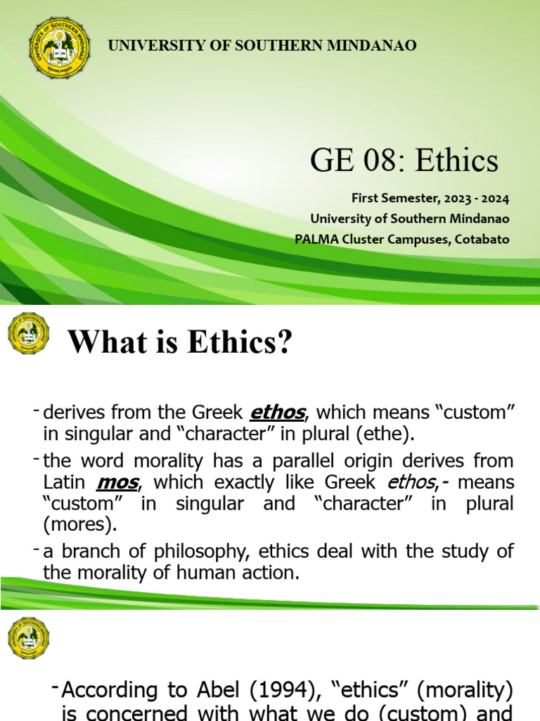 1 GE 08 Ethics | PDF | Morality | Epistemology