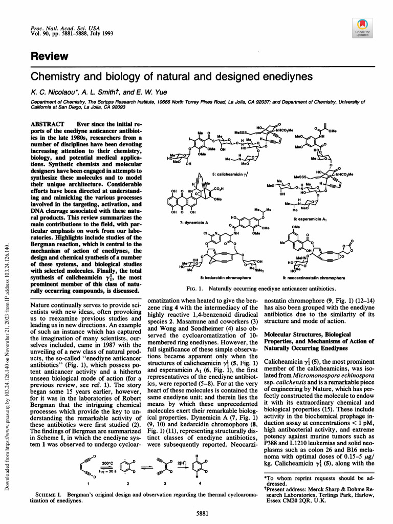 Nicolaou Et Al 1993 Chemistry and Biology of Natural and Designed Enediynes | PDF | Physical ...