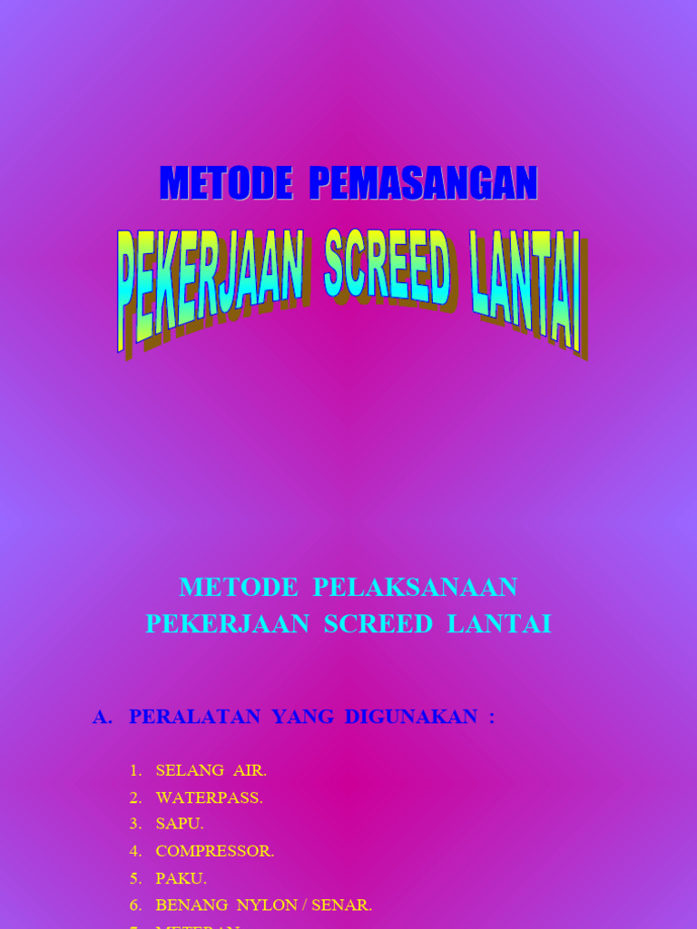 Metode Pekerjaan Screed Lantai | PDF | Griya & Taman | Sains & Matematika