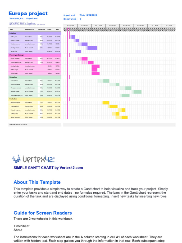Simple Gantt Chart | PDF | Worksheet | Computing