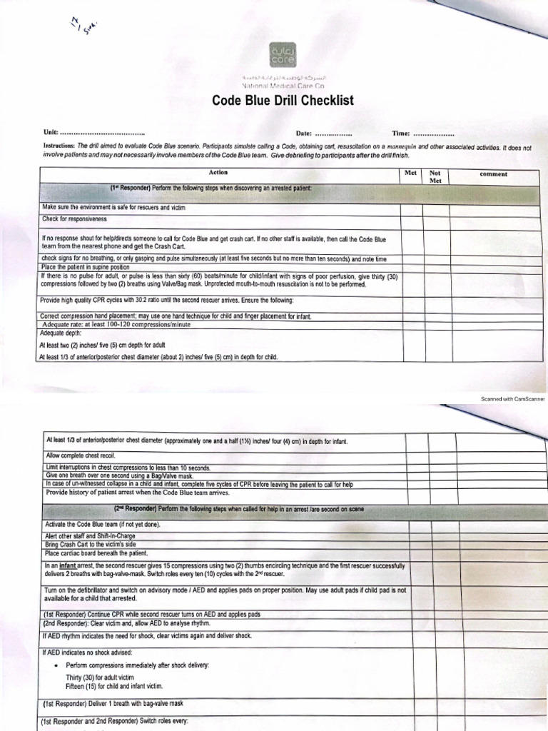 Code Blue Drill | PDF