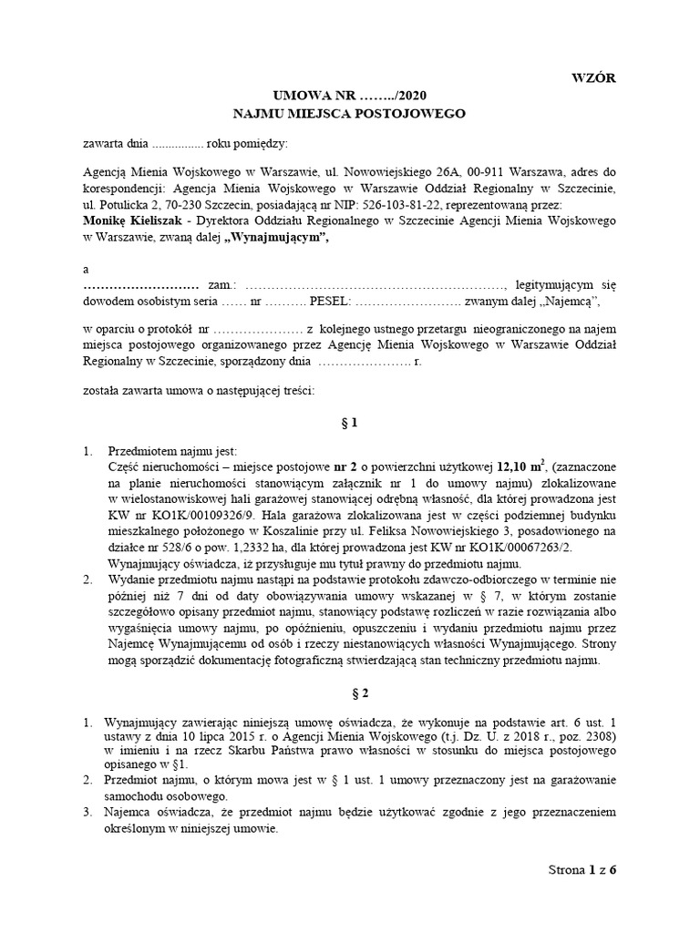 5f9b195f9a0f3 - Wzór UN M.postojowe NR 2 | PDF