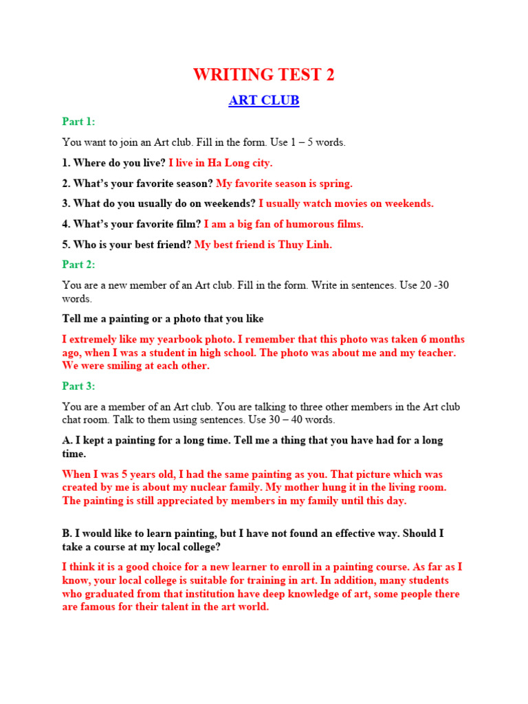 Writing Test 2 | PDF
