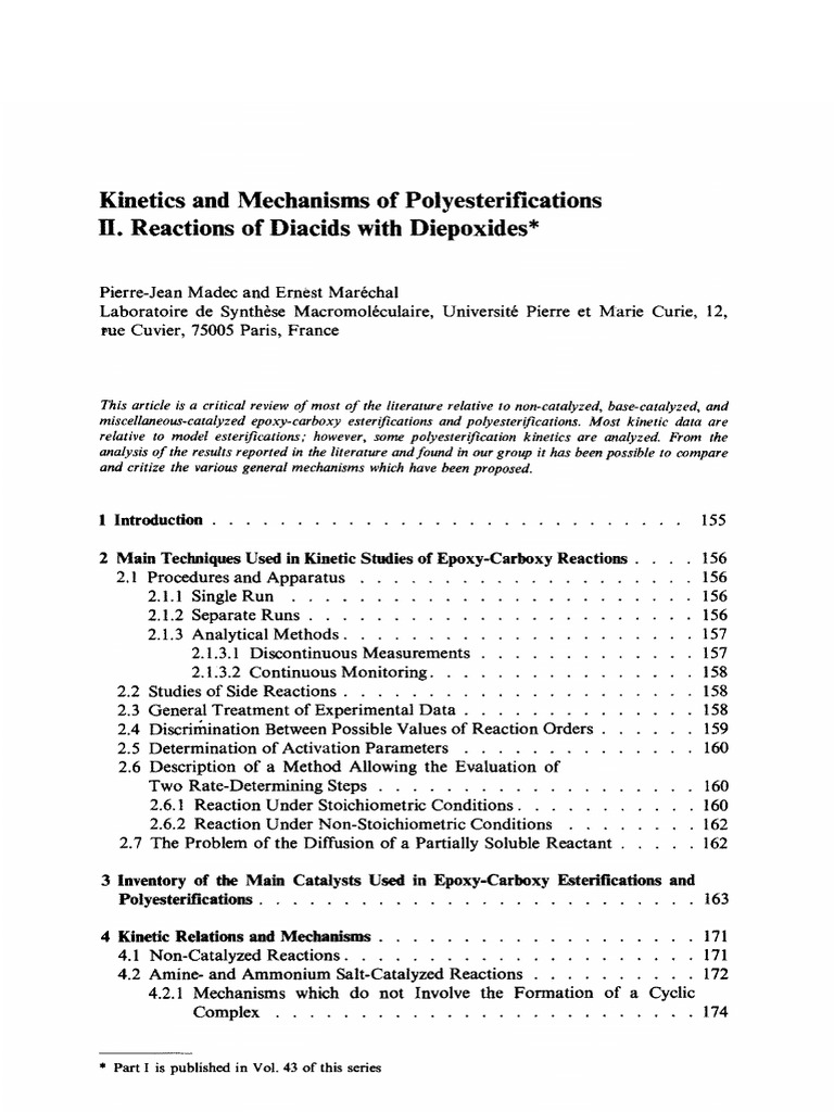 Kinetics and Mechanisms of Polyesterifications-2 1985 | PDF | Amine | Epoxy