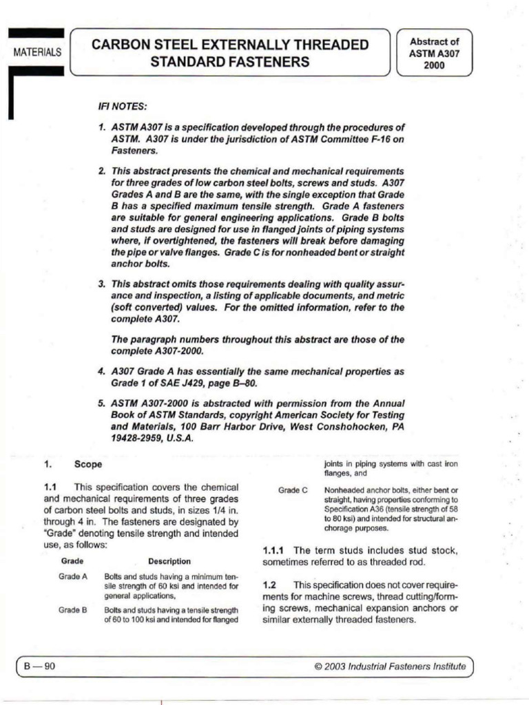 Abstract of ASTM A307 2000 | PDF | Screw | Building Engineering