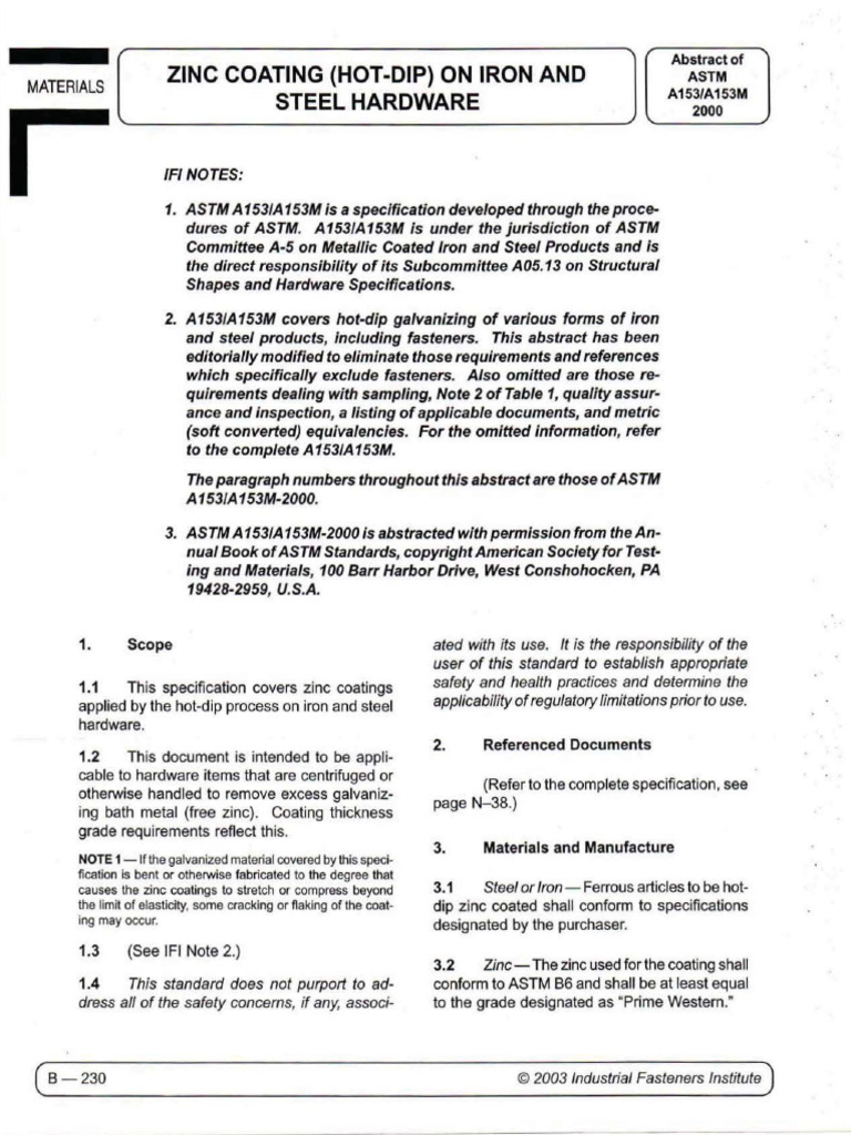 Abstract of ASTM A153 A153M 2000 | PDF | Galvanization | Secondary ...