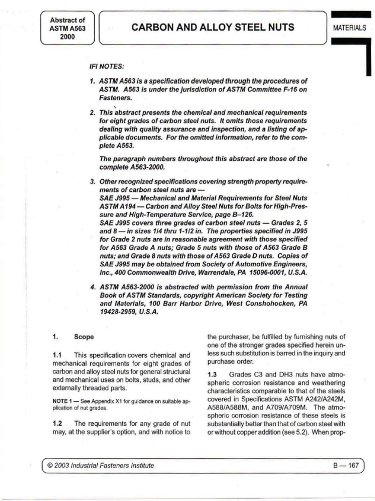 Abstract of ASTM A563 2000 | PDF | Steel | Screw
