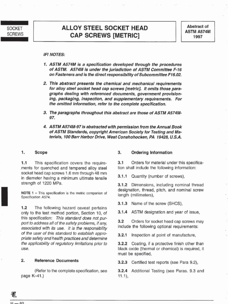 Abstract of ASTM A574M 1997 | PDF | Screw | Strength Of Materials