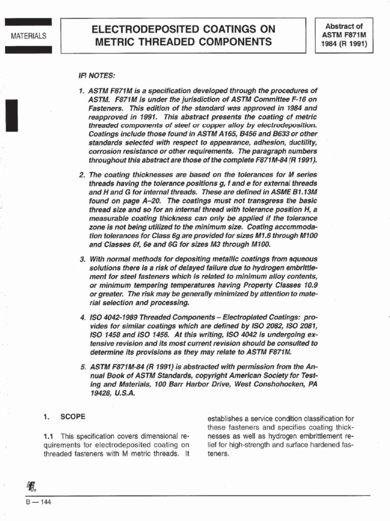Abstract of ASTM F871M 1991 | PDF | Screw | Procedural Knowledge