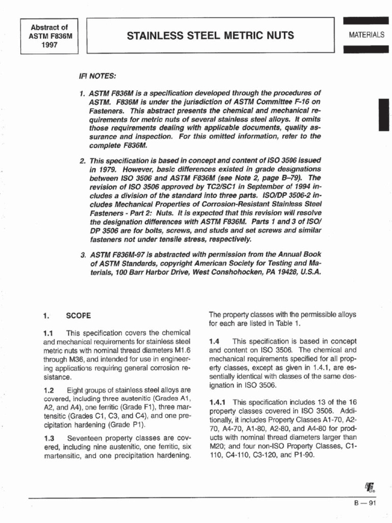 Abstract of ASTM F836M 1997 | PDF | Screw | Stainless Steel