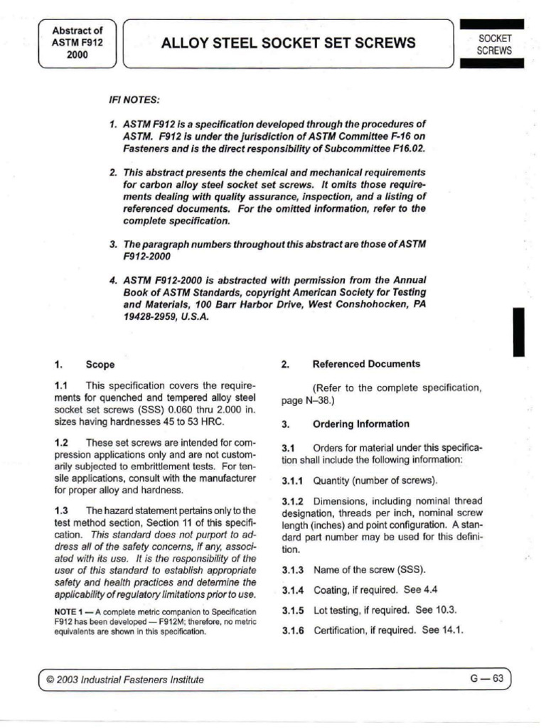 Abstract of ASTM F912 2000 | PDF | Screw | Industrial Processes