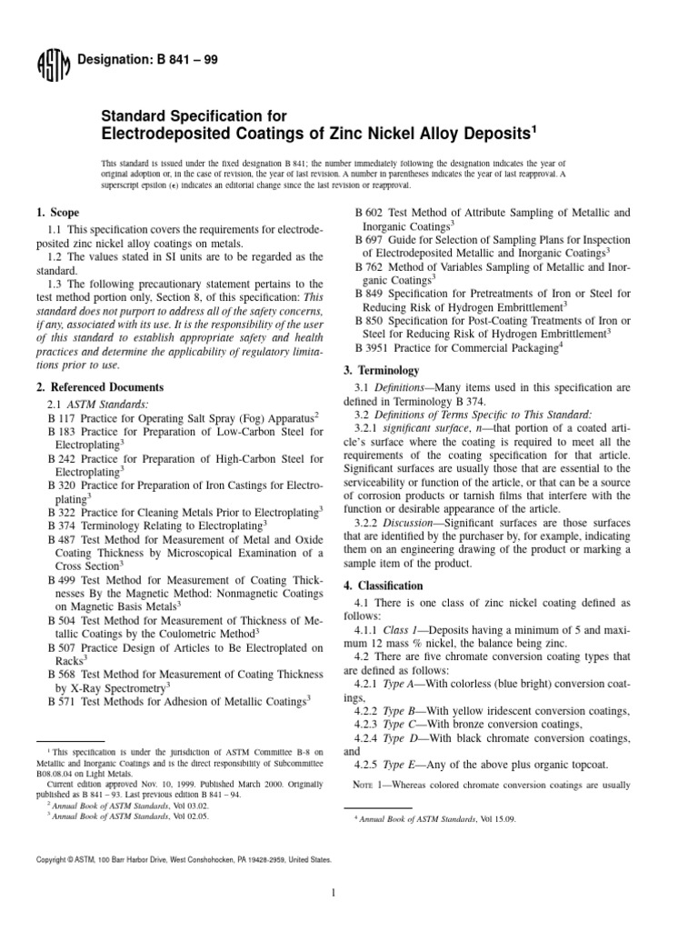 Astm B841 1999 | PDF | Corrosion | Strength Of Materials