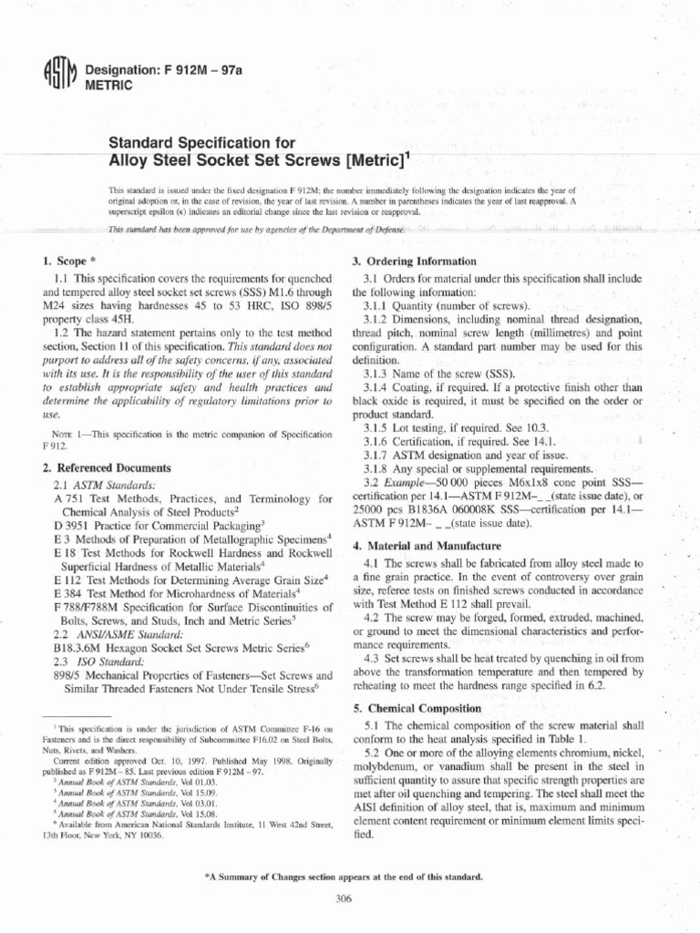 Astm F912M 1997 | PDF | Screw | Applied And Interdisciplinary Physics