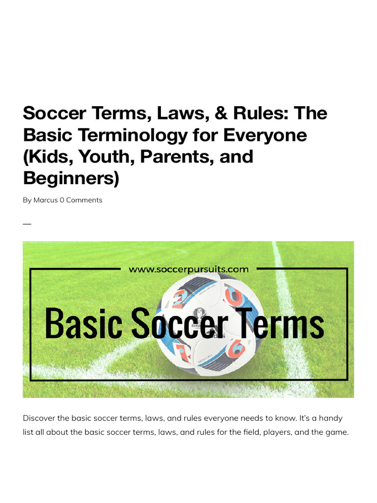 Soccer Terms and Rules - The Basic Terminology For Everyone (Kids ...