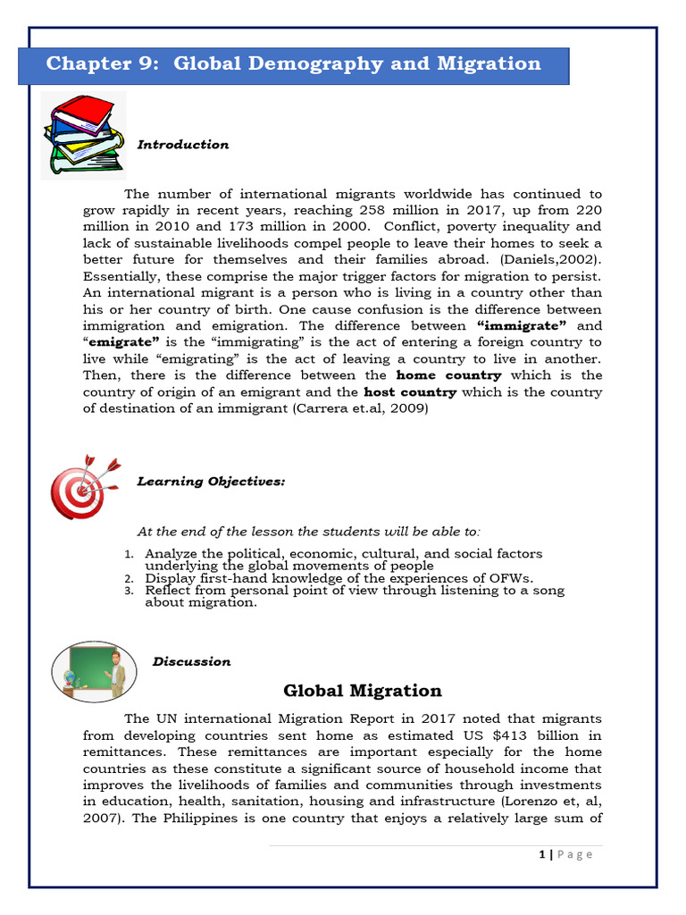 SocSci 103 Chapter 9 Global Migration | PDF | Human Migration | Immigration