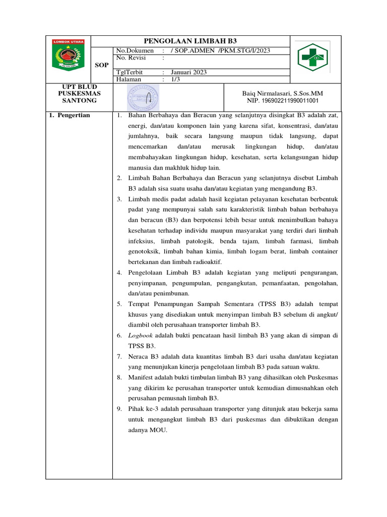 Sop Limbah b3 | PDF