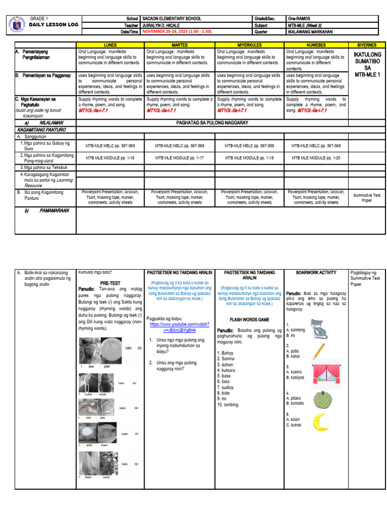 Q2 DLL MTB1 Week-3 | PDF | Human Communication | Linguistics