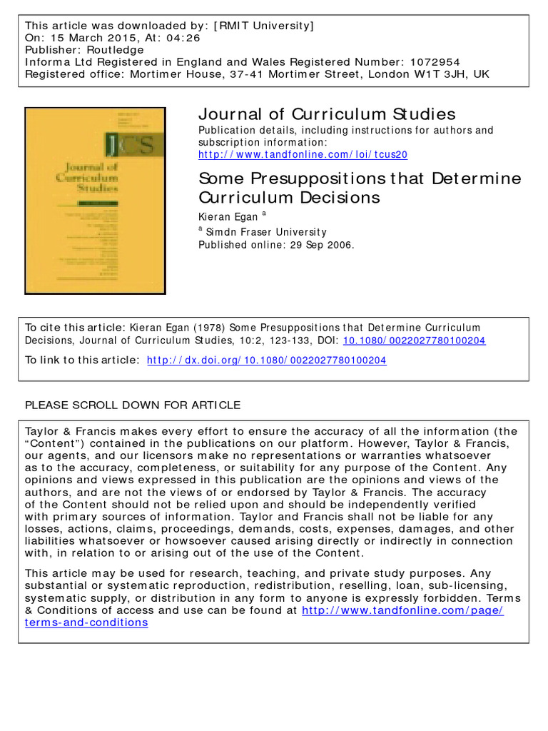 Journal of Curriculum Studies: To Cite This Article: Kieran Egan (1978 ...