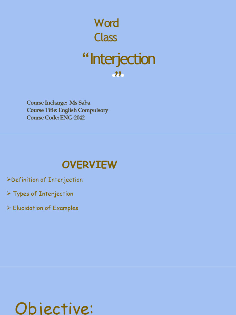 Lecture 10 - Word Class "Interjection" | PDF | Semantics | Linguistics