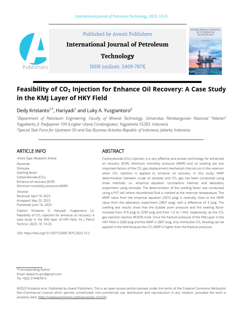 Feasibility of CO2Injection For Enhance Oil Recovery A Case Study in The KMJ Layer of HKY Field ...