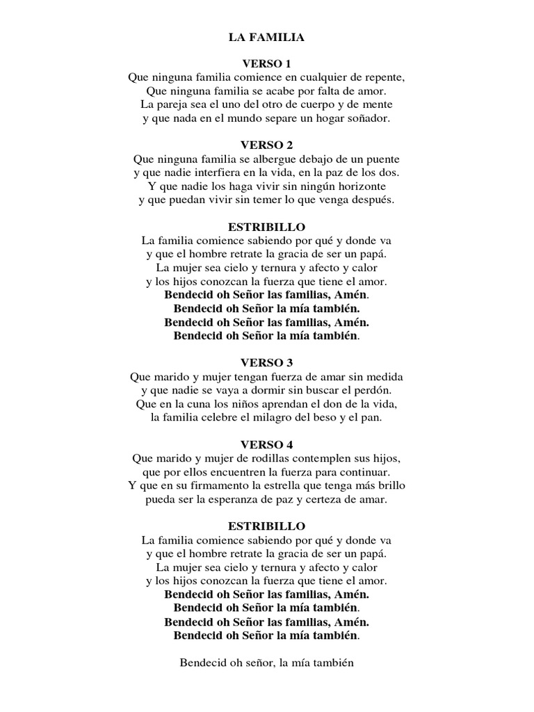 Letra de la canción "La Familia" | PDF | Religión y espiritualidad