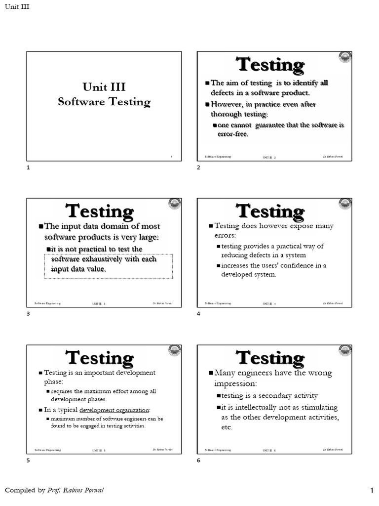 UNIT - 3 - Software Testing v2 at CSJMU - 6 Slides Handouts | PDF ...