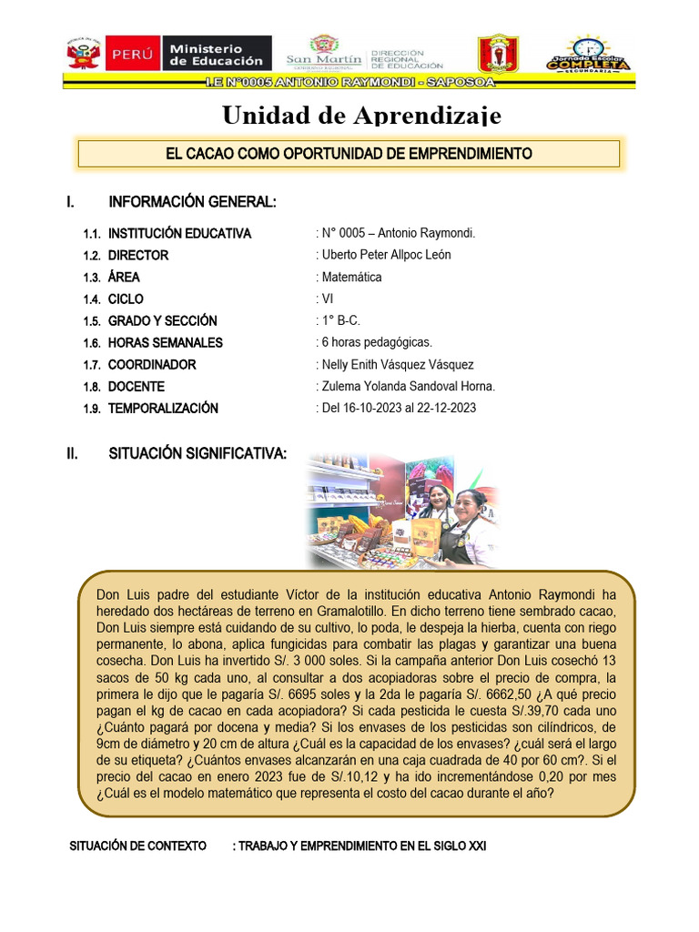 Unidad Aprendizaje 4 - Matematica 1ero | PDF | Probabilidad | Geometría
