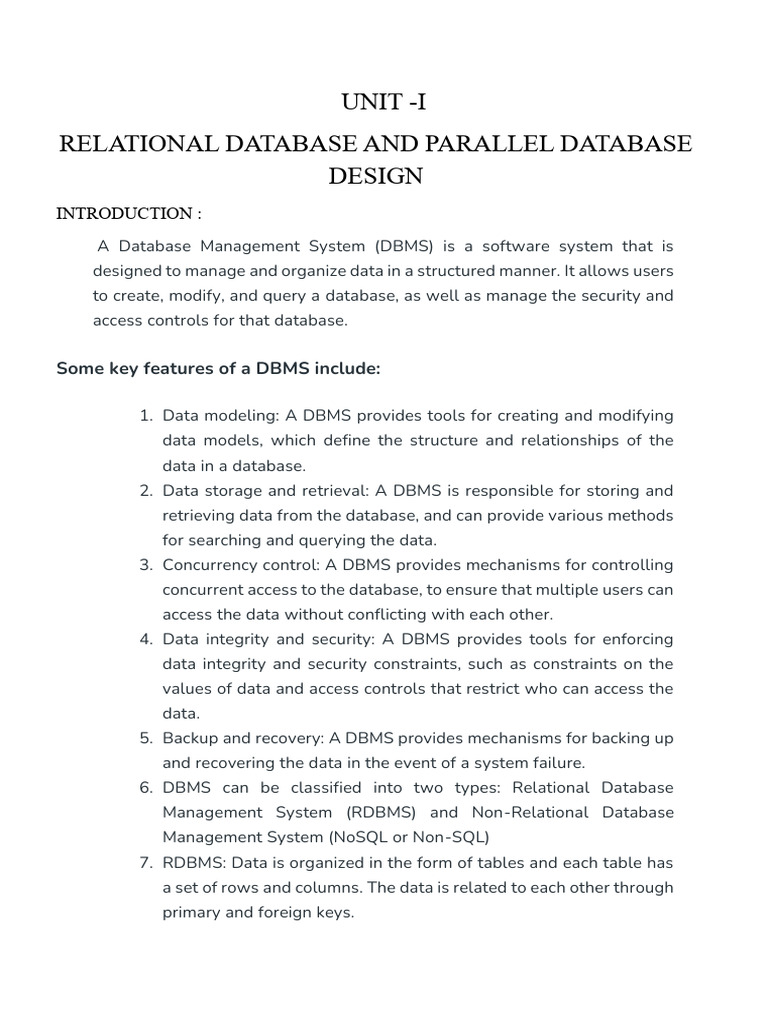 DBMS U 1 | PDF | Databases | Relational Database