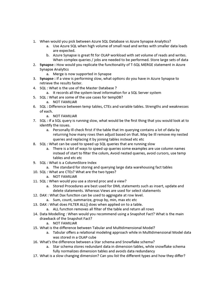 Azure Engineer Interview Questions | PDF | Sql | Data Warehouse