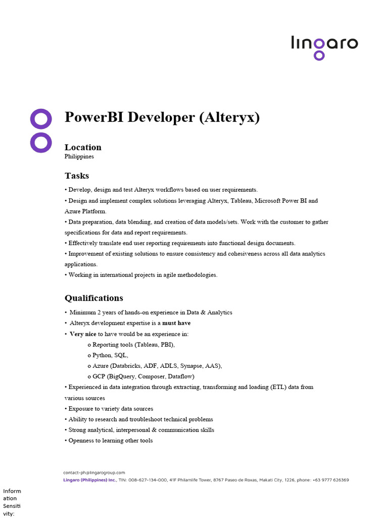 PowerBI Developer (Alteryx) | PDF | Data | Computing