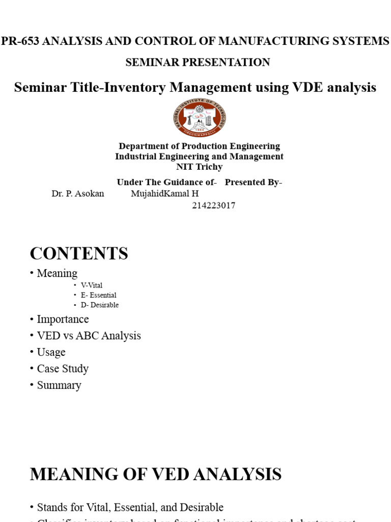 VED Analysis | PDF | Inventory | Hospital