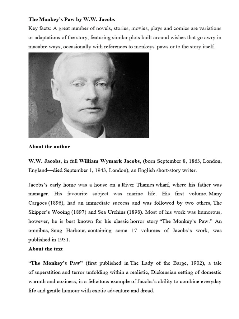The Monkey's Paw | PDF | W. W. Jacobs | The Arts