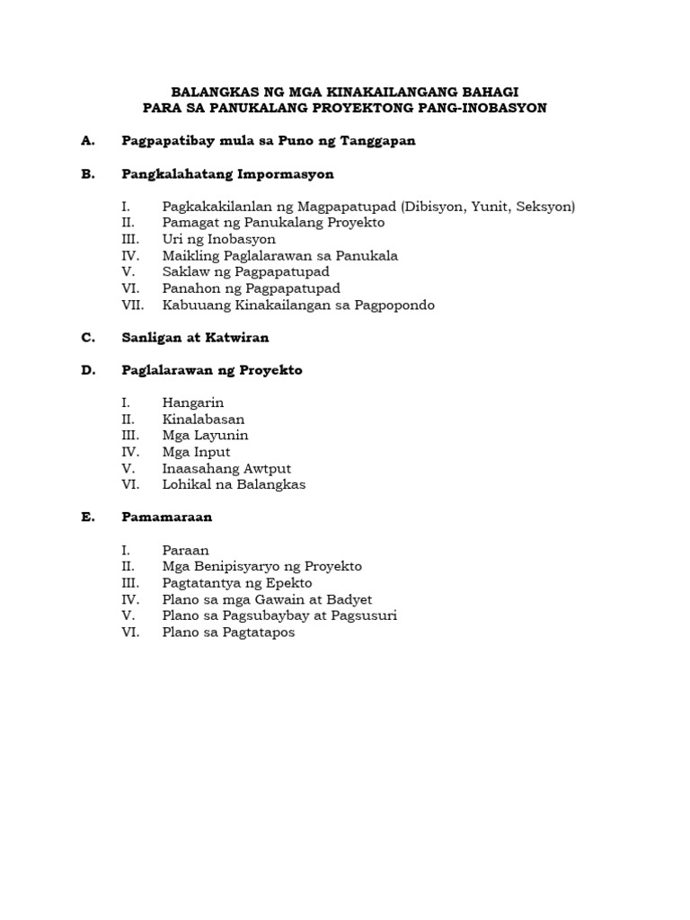 Panukalang Proyektong Pang Inobasyon | PDF